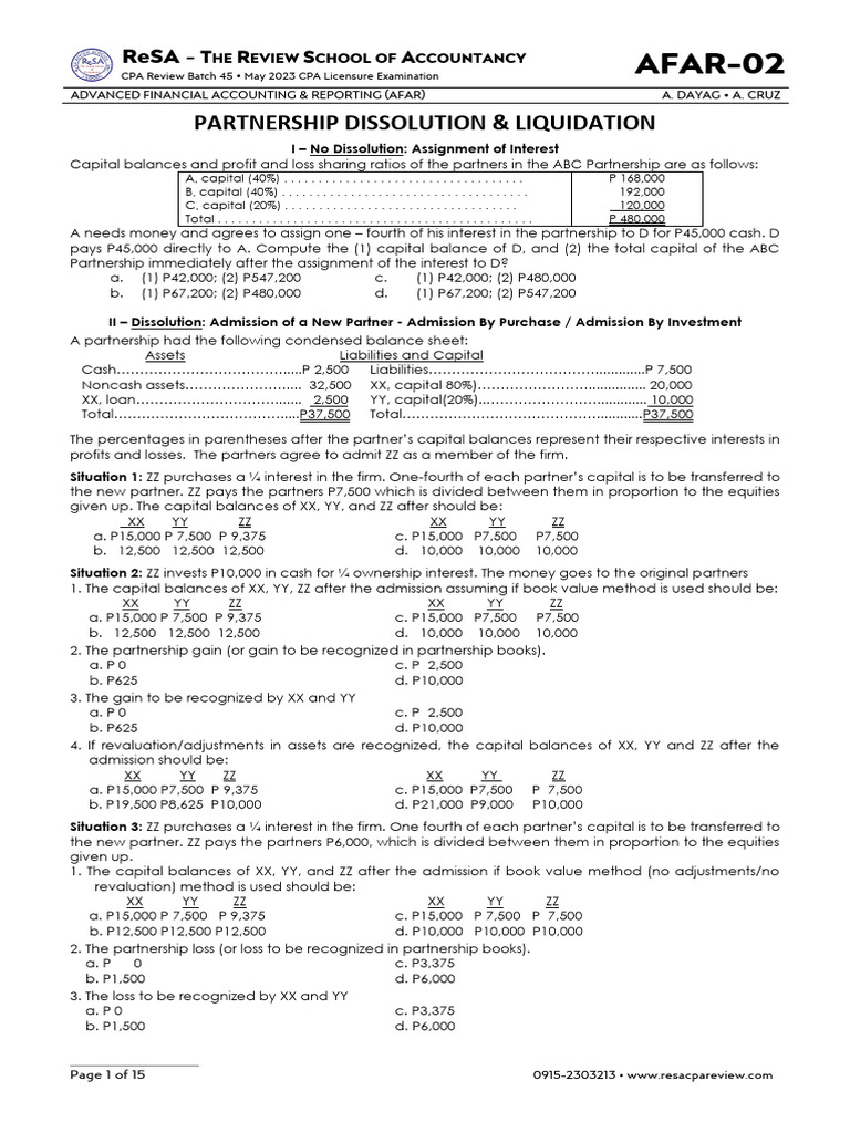 AFAR-02 (Partnership Dissolution & Liquidation) | PDF | Balance Sheet ...