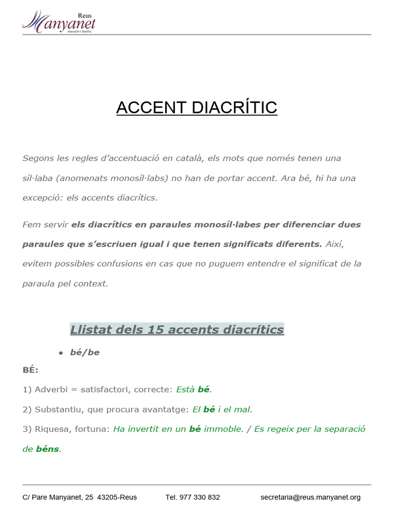 Accent Diacrític | PDF
