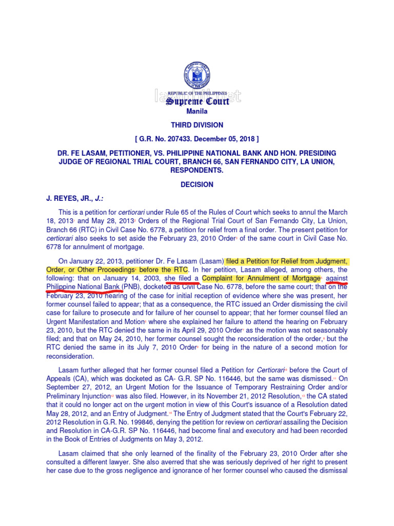 REM-1 2023 #5 Dr. Lasam Vs PNB | PDF | Lawsuit | Judgment (Law)