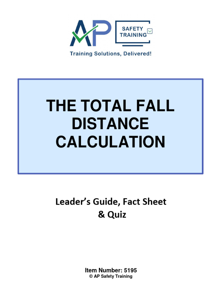 The Total Fall Distance Calculation: Leader's Guide, Fact Sheet & Quiz ...