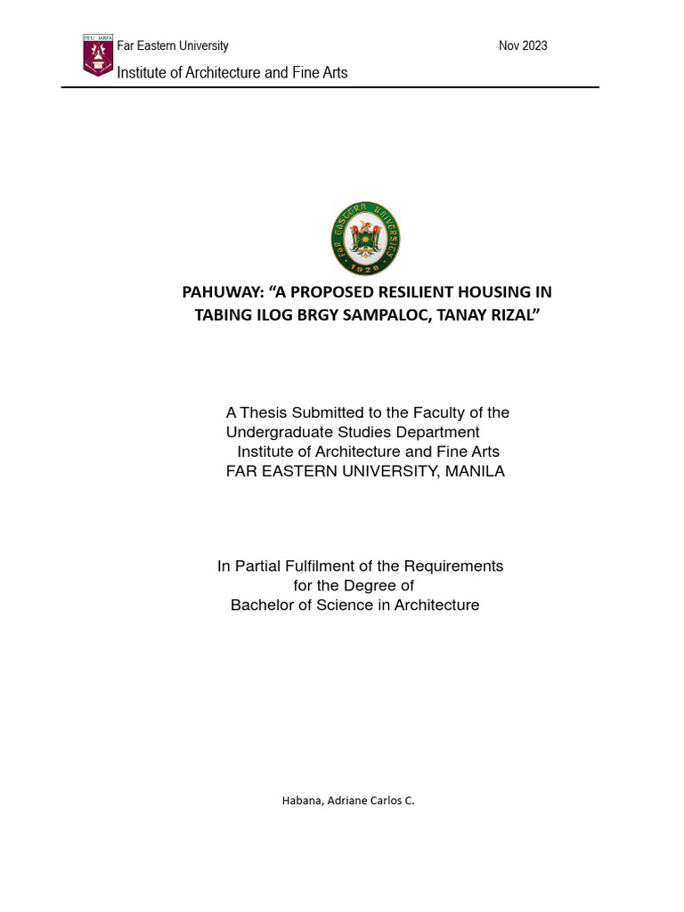 Habana Pahuway A Proposed Resilient Housing in Tabing Ilog Brgy ...