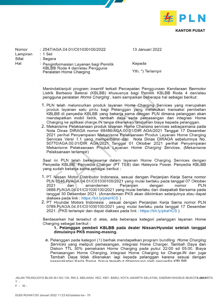 Surat Mobil Listrik | PDF