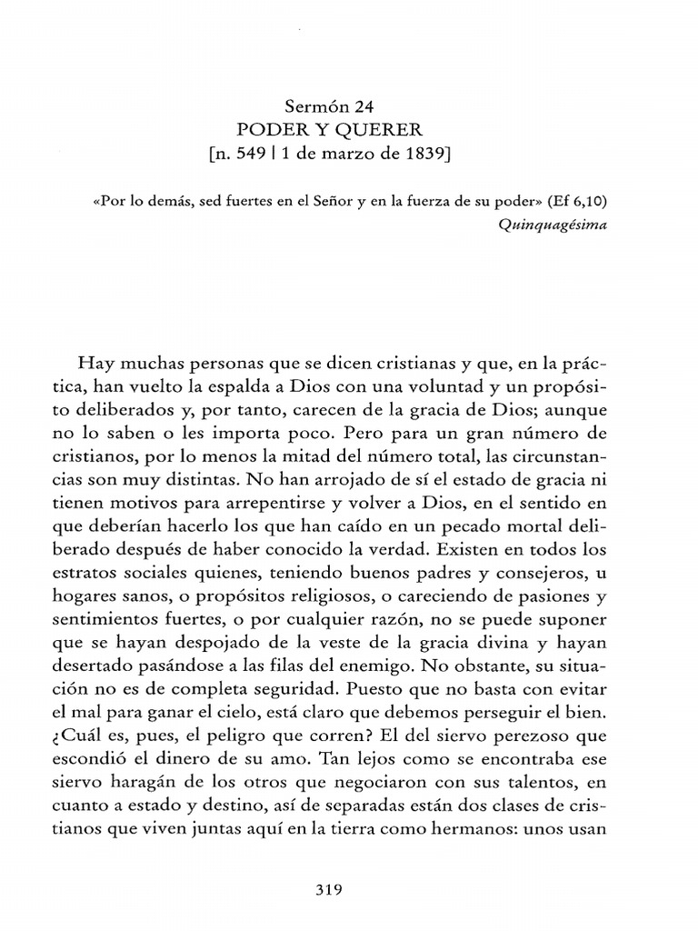 Sermón Poder y Querer de John Henry Newman | PDF | Gracia divina | Amor