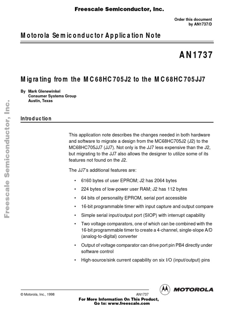 AN1737 Freescale Elenota - PL | PDF | Read Only Memory | Analog To Digital Converter