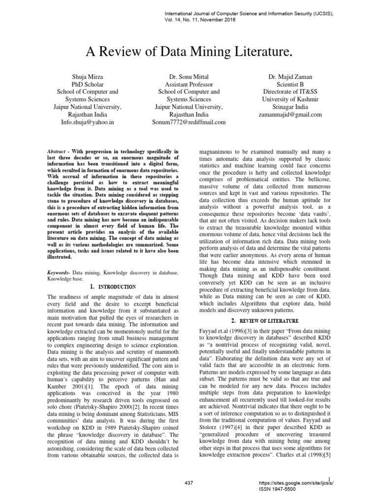 A Review of Data Mining Literature | PDF | Data Mining | Data A Review of Data Mining Literature | PDF | Data Mining | Data