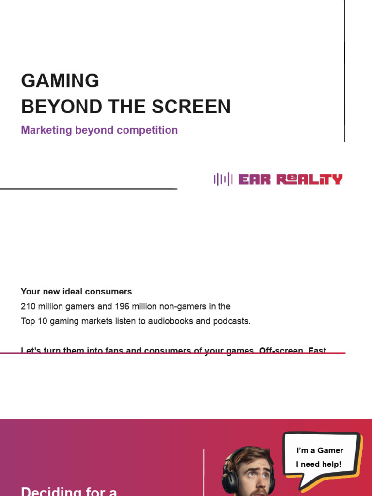 EarReality - Games Marketing Beyond The Competition - Designer Version | PDF | Audiobook | Podcast