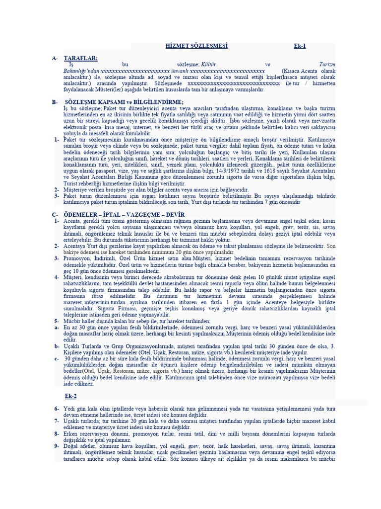 Acente Hi̇zmet Sözleşmesi̇ | PDF