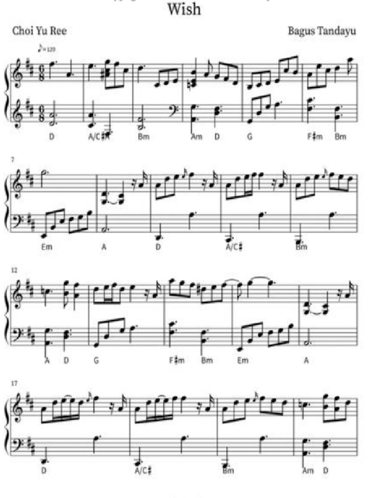 Wish - Choi Yu-Ree. Partitura Piano | PDF