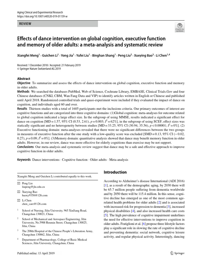 Dance Boosts Seniors' Cognition | PDF | Executive Functions | Memory