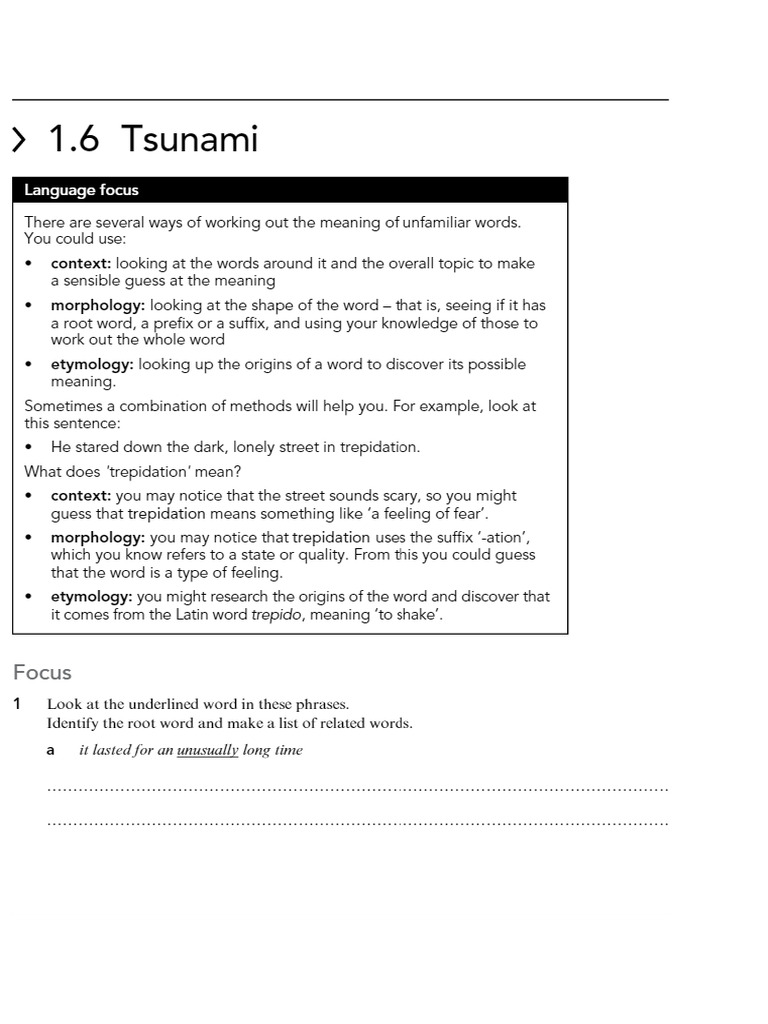 1.6 Tsunami Workbook Activities | PDF