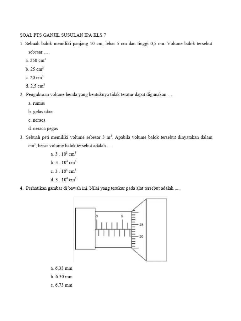 Soal PTS Ganjil Susulan Ipa KLS 7 | PDF