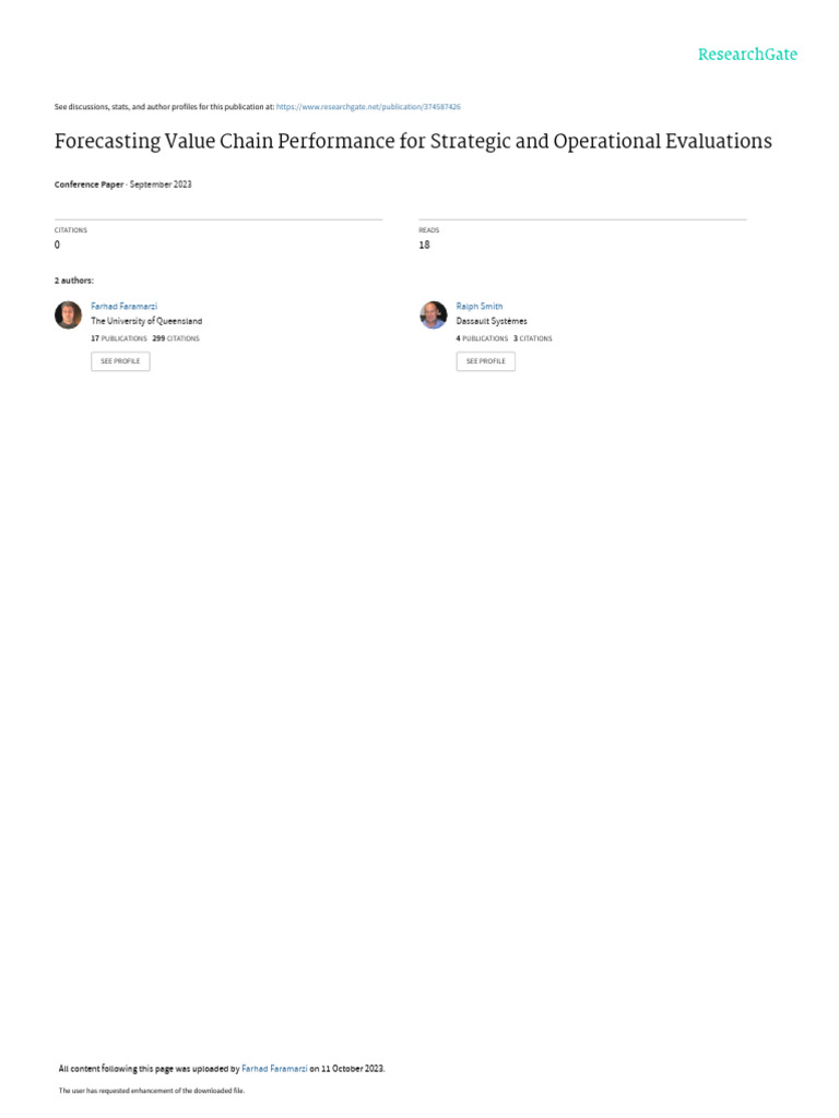 Forecasting Value Chain Performance For Strategic and Operational ...