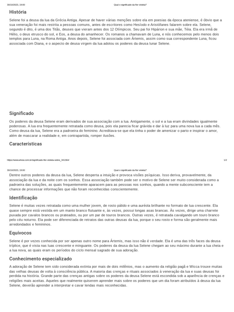 Qual o Significado Da Flor Violeta | PDF | Lua | Deusa