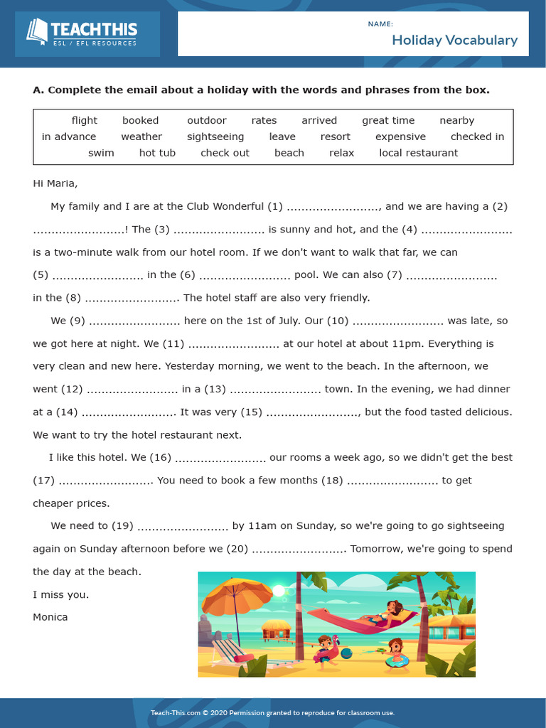 Holiday Vocabulary Interactive Worksheet | PDF