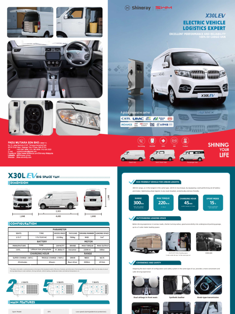 SHINERAY X30L EV Brochure | PDF | Automotive Industry | Wheeled Vehicles