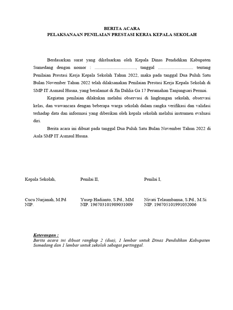 Berita Acara PPKKS 2022 | PDF