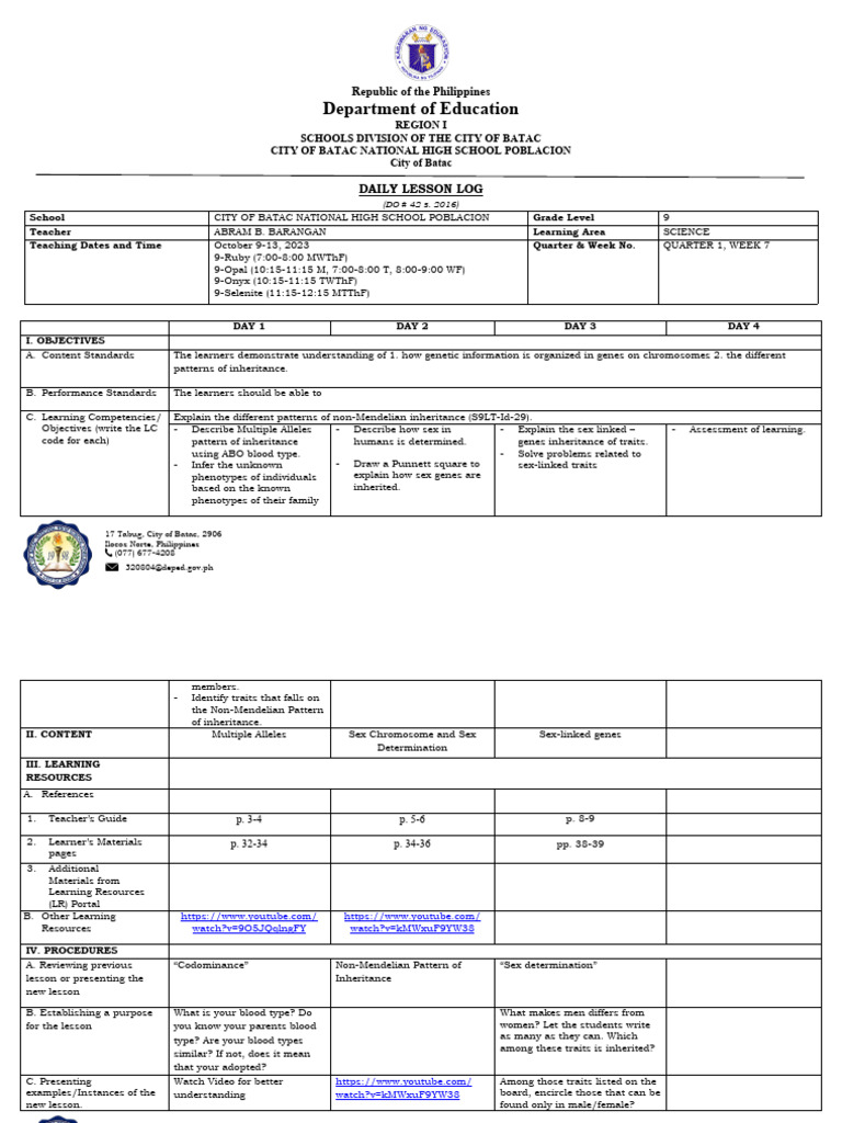Science 9 Q1 W7 | PDF | Allele | Heredity