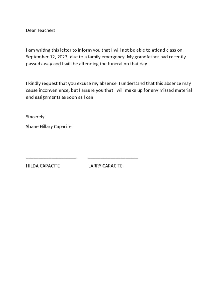 Excuse Letter | PDF
