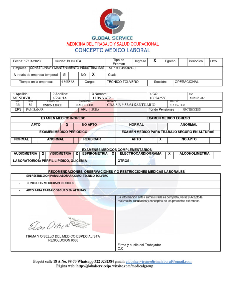Global Service Examen Luis Yair_111820 | PDF | Especialidades Medicas ...
