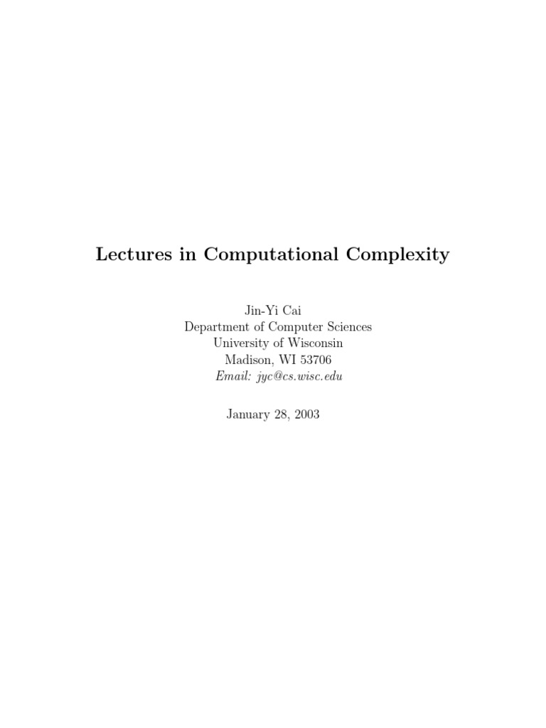 Lecture 01 | PDF | Computational Complexity Theory | Mathematics
