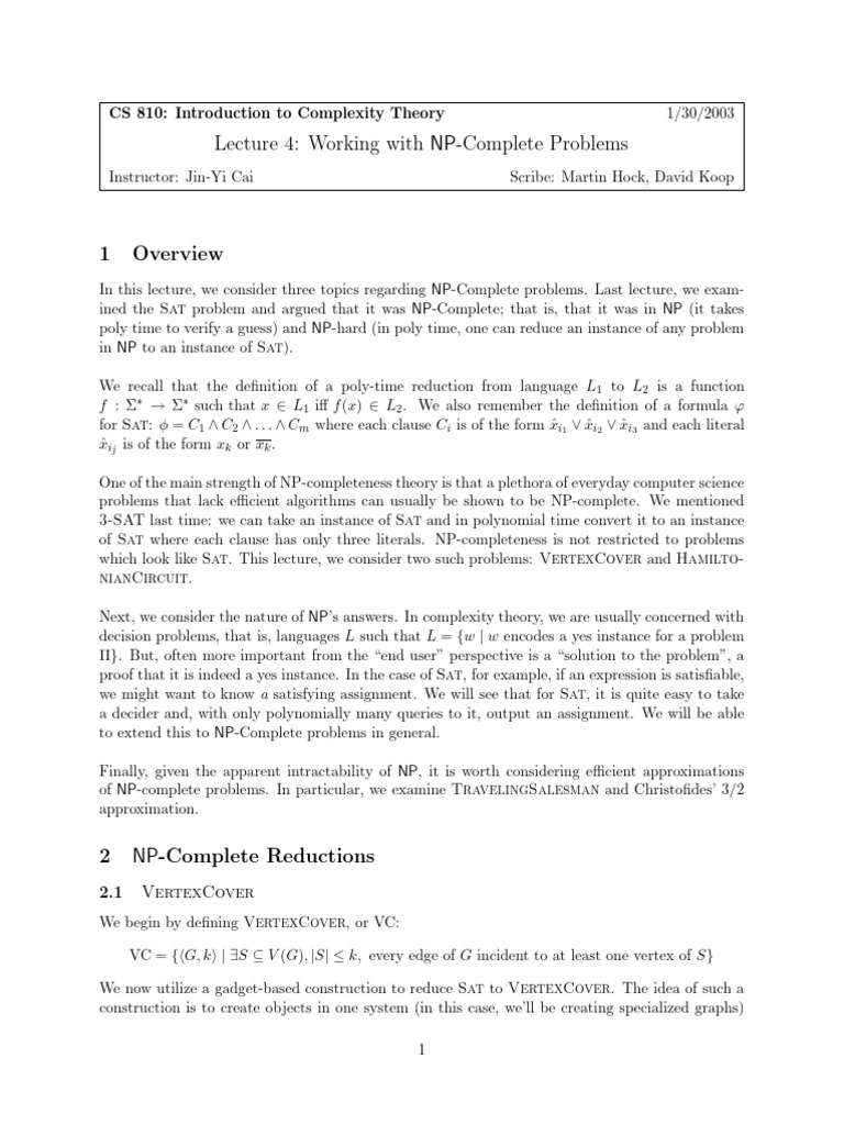 Lecture 04 | PDF | Computational Complexity Theory | Computational Science Lecture 04 | PDF | Computational Complexity Theory | Computational Science