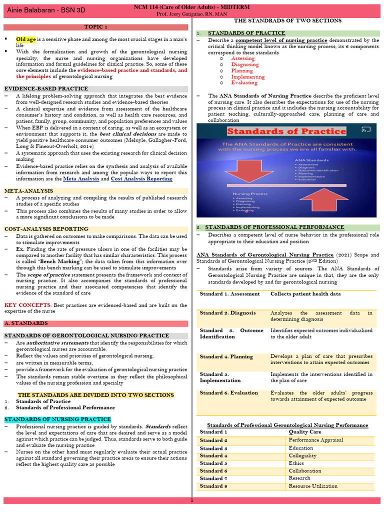 NCM-114-MIDTERM | PDF | Nursing | Gerontological Nursing