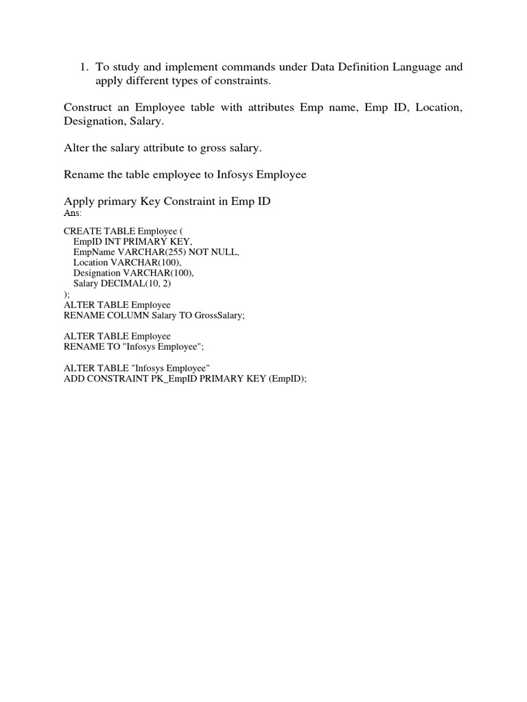 SQL Experiment Ans | PDF | Table (Database) | Data Management Software