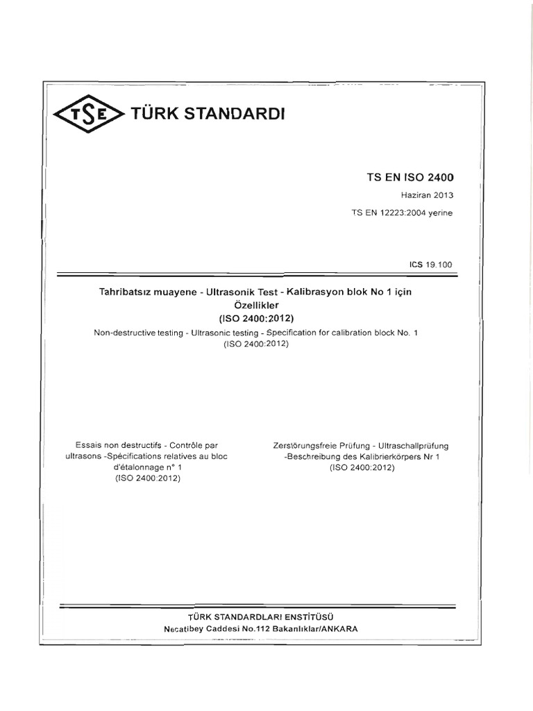 TS EN ISO 2400 | PDF