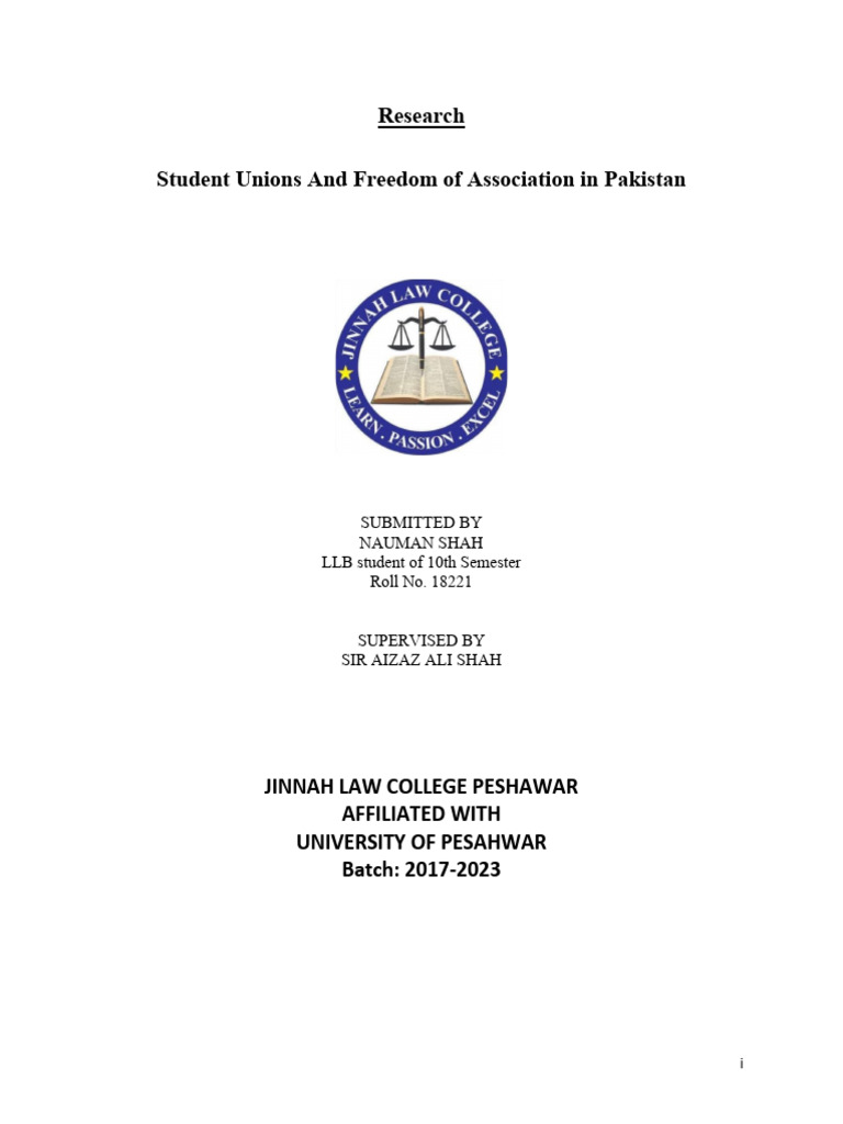 Freedom of Association and Student Unions in Pakistan - Nauman Shah | PDF