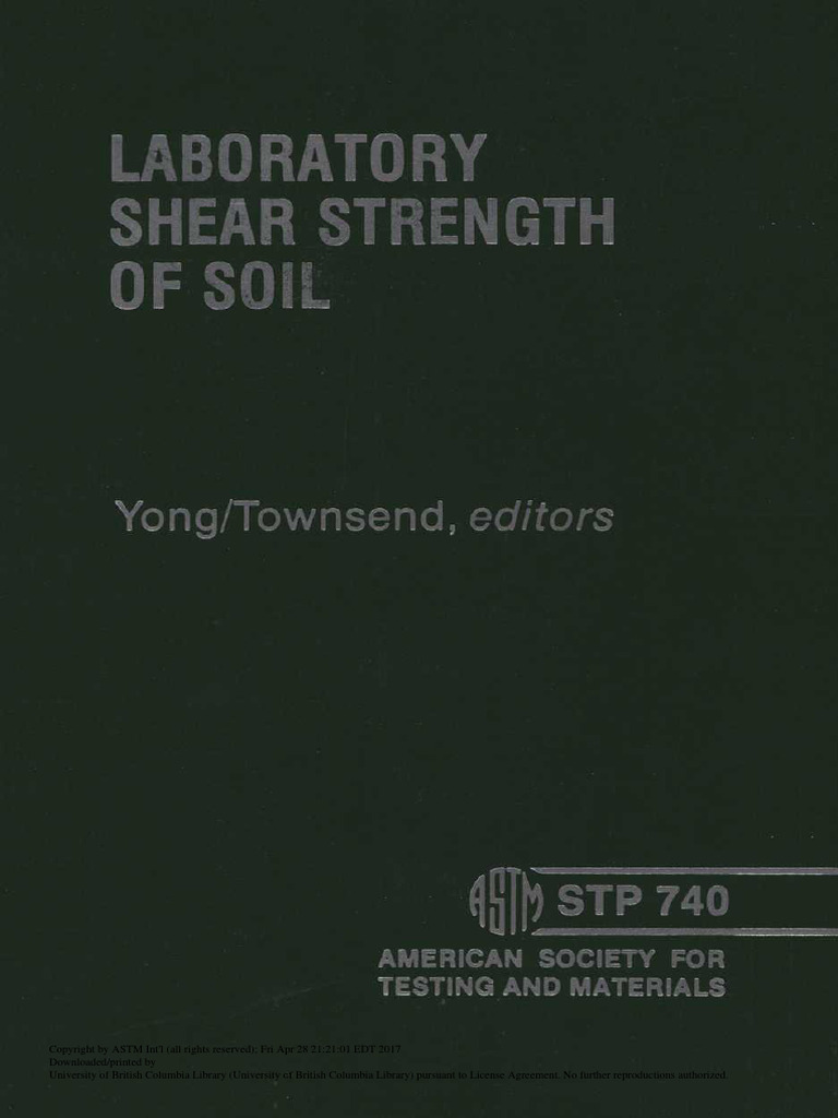 Laboratory Shear Strength of Soils-Townsend 1981 | PDF | Stress ...