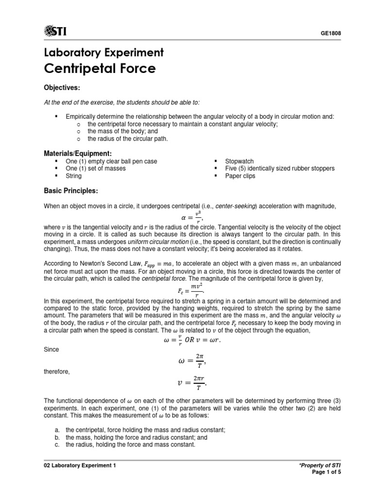 Laboratory Experiment #1.3 | PDF | Acceleration | Metrology