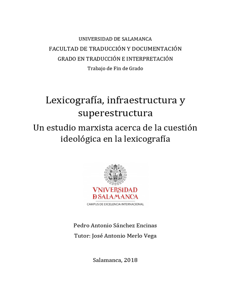 Lexicografía, infraestructura y superestructura. Un estudio marxista acerca de la cuestión ...