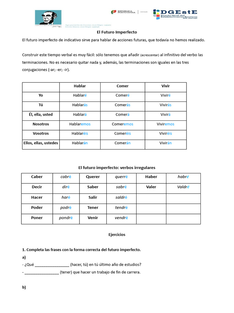 El Futuro de Indicativo - Repaso Con Ejercicios | PDF | Verbo