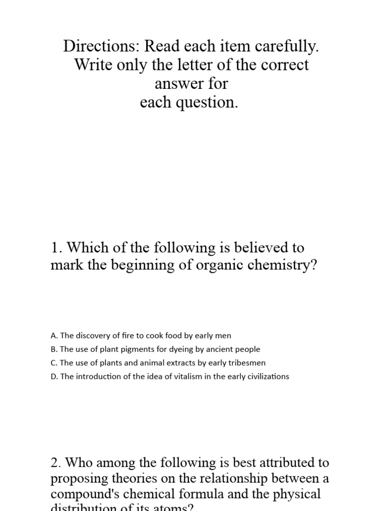 Conchem Q1 - Long Quiz 1 | PDF | Organic Compounds | Chemical Bond