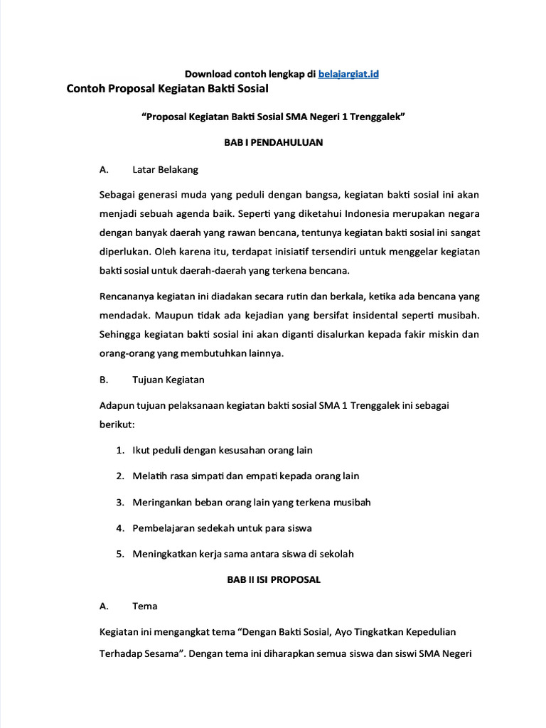 PDF Contoh Proposal Kegiatan Bakti Sosial Compress | PDF