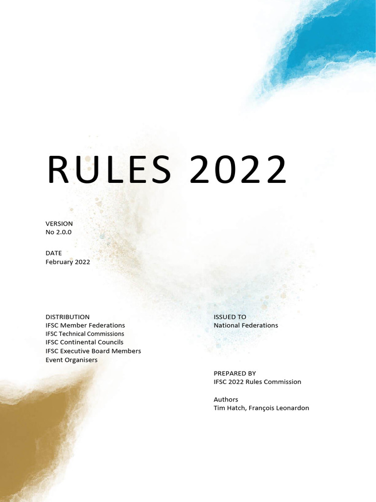 2022 IFSC Rules 20 | PDF | Sports