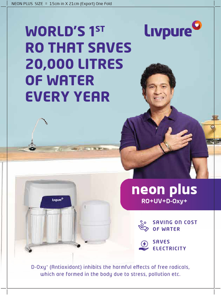 Livpure Neon Plus Water Purifier Features | PDF | Water Purification ...
