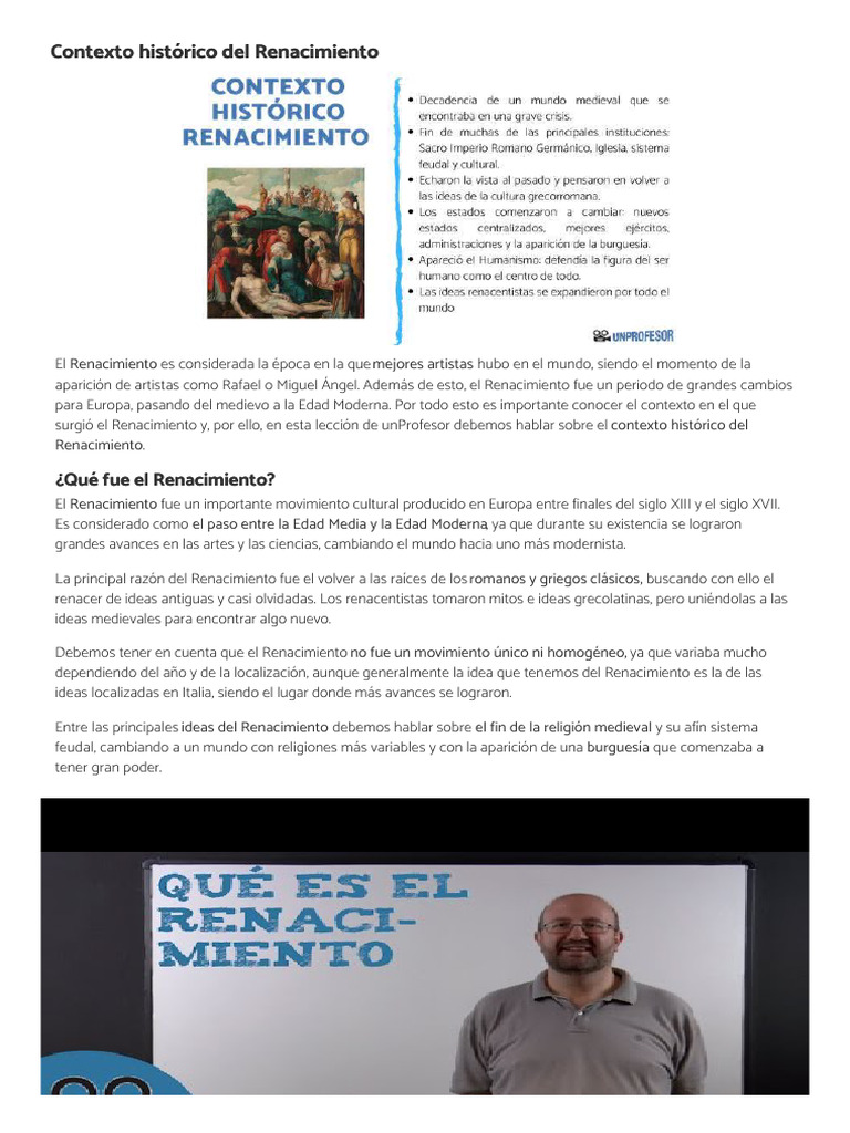Contexto histórico del Renacimiento | PDF | Renacimiento | Edades medias