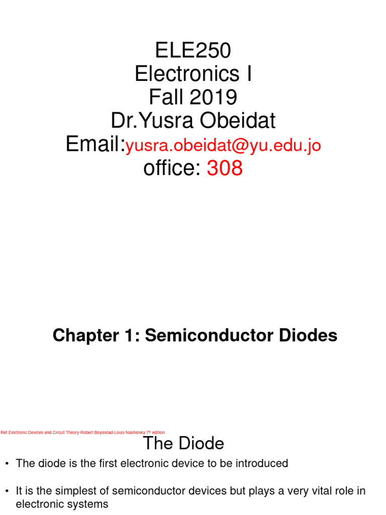 Electronics Lectures Fall2019 | PDF | P–N Junction | Semiconductors