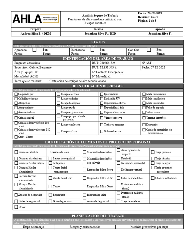 Formulario AST | PDF