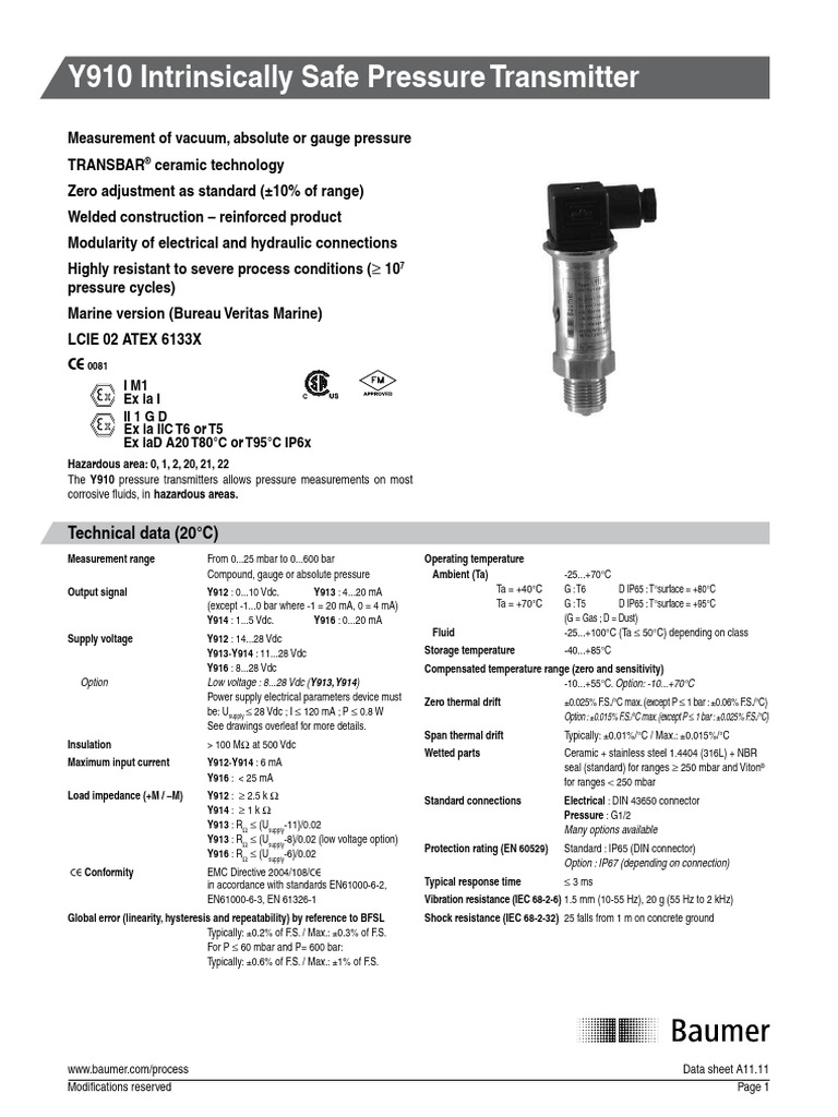 Baumer | PDF | Pressure Measurement | Pressure