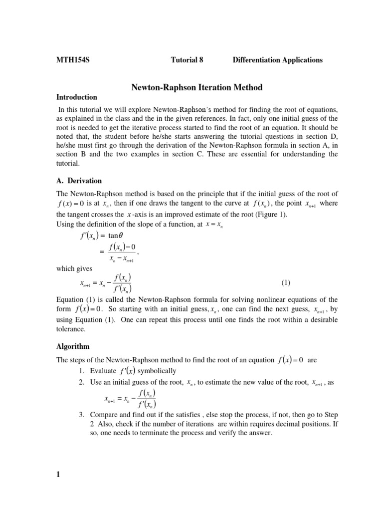 Tutorial8 Newton Method | PDF | Mathematics | Mathematical Analysis