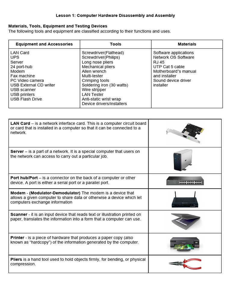 Q2 W1 L1 G10 - Assembly and Disassembly Computer Hardware | PDF | Electrical Connector ...