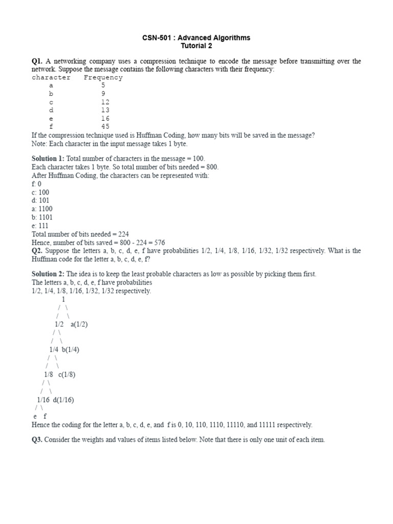 CSN-501 - Tutorial 2 - Solution | PDF | Computational Complexity Theory | Algorithms And Data ...