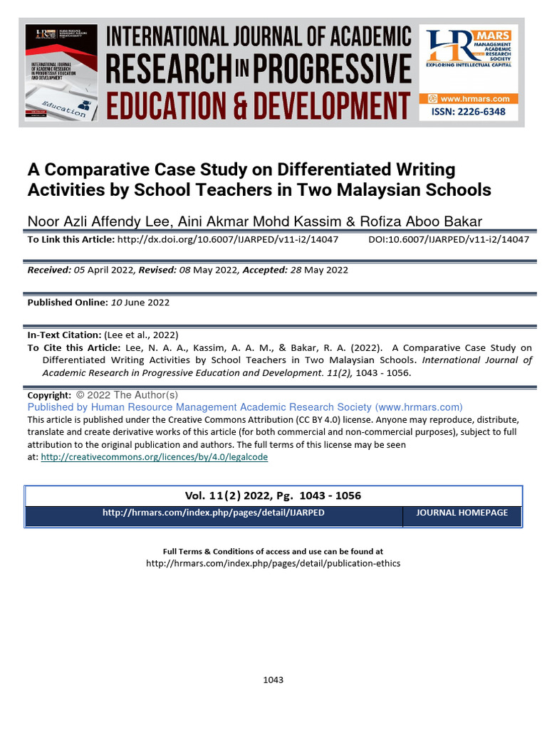 A Comparative Case Study On Differentiated Writing Activities by School ...