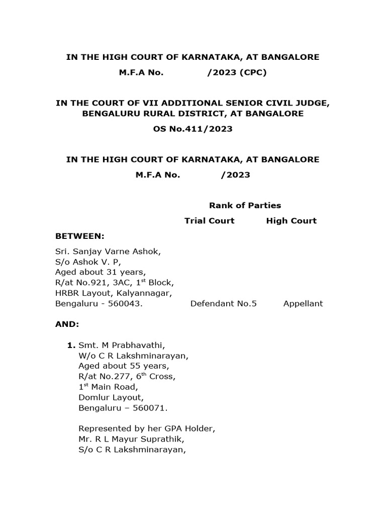 MFA Akula Sandeep Kumar 476 | PDF | Lawsuit | Deed