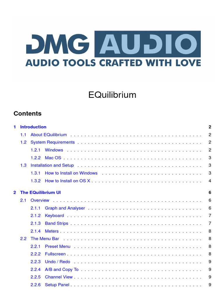 DMGAudio EQuilibrium Manual | PDF | Equalization (Audio) | Computing