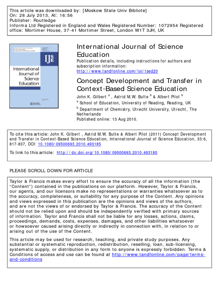 Gilbert 2011 | PDF | Learning | Constructivism (Philosophy Of Education)