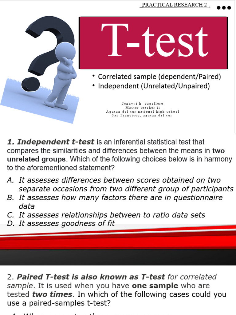 Understanding T-tests: Types and Applications | PDF | Student's T Test ...