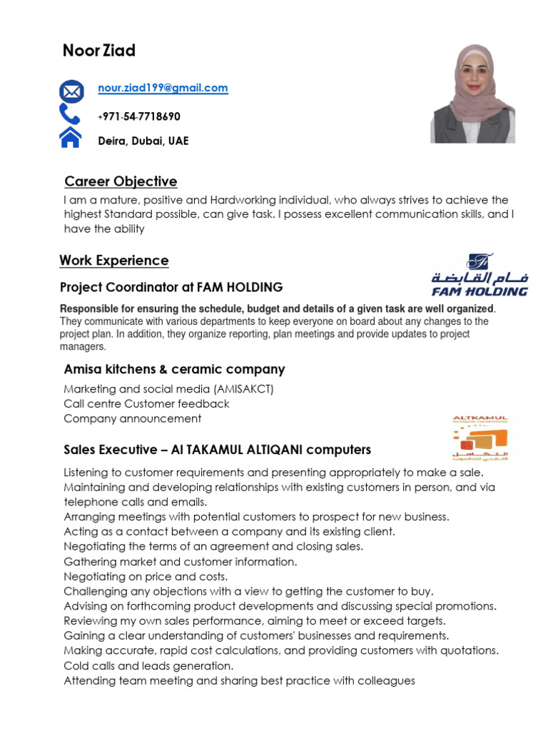 Resume Noor Ziad | PDF | Sales | Call Centre